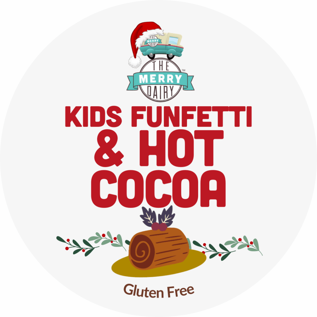 Yule Log: Kids Holiday Funfetti & Hot Cocoa (GF) • The Merry Dairy